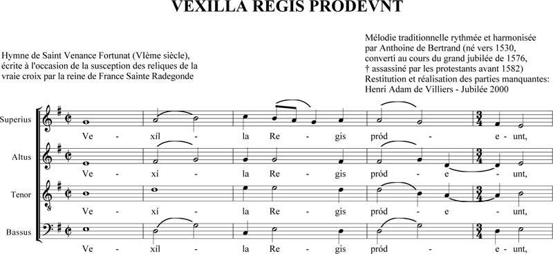 Vexilla regis prodeunt - Anthoine de Bertrand - Hymne de la Croix à 4 voix